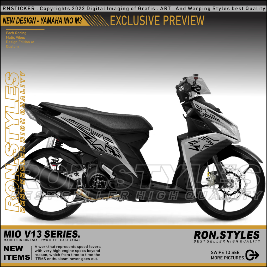 Jual V13 CUTTING STICKER STRIPING VARIASI MIO Z MIO M3 MOTIF BINTANG ...