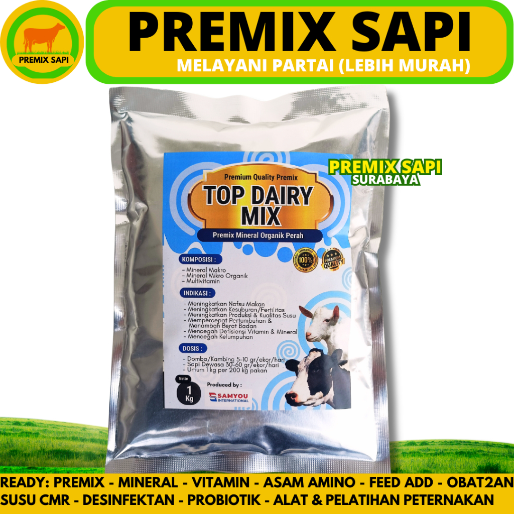 Jual TOP DAIRY MIX 1 KG - Premix Mineral Organik & Multivitamin Sapi Kambing Domba - Premix ...