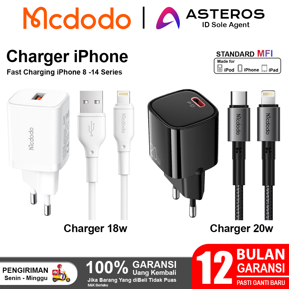 Jual MCDODO Charger For iPhone USB Lightning, PD Type C To Lightning ...