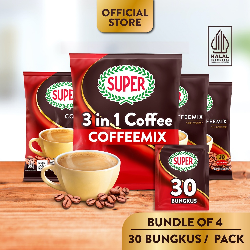 Jual (Bundle of 4) SUPER Coffeemix 3in1 Instant Coffee, 30 Sachets ...