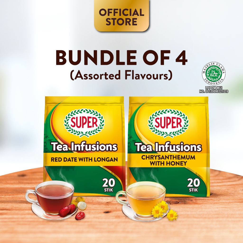 Jual (Bundle of 4) SUPER Tea Infusions Instant Tea, 20 sticks [HALAL ...
