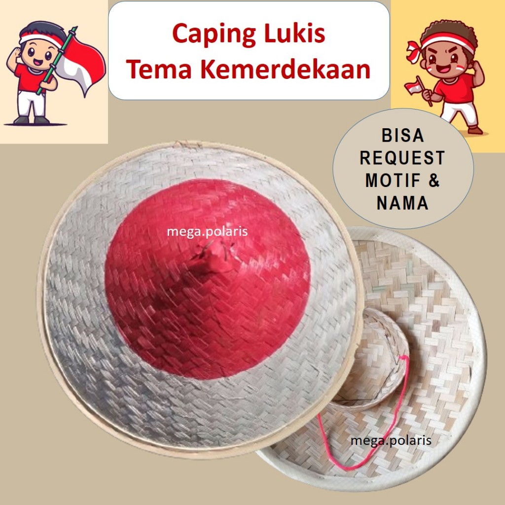 Jual TOPI CAPING MERAH PUTIH 17 AGUSTUS, CAPING BAMBU HIAS KARNAVAL ...
