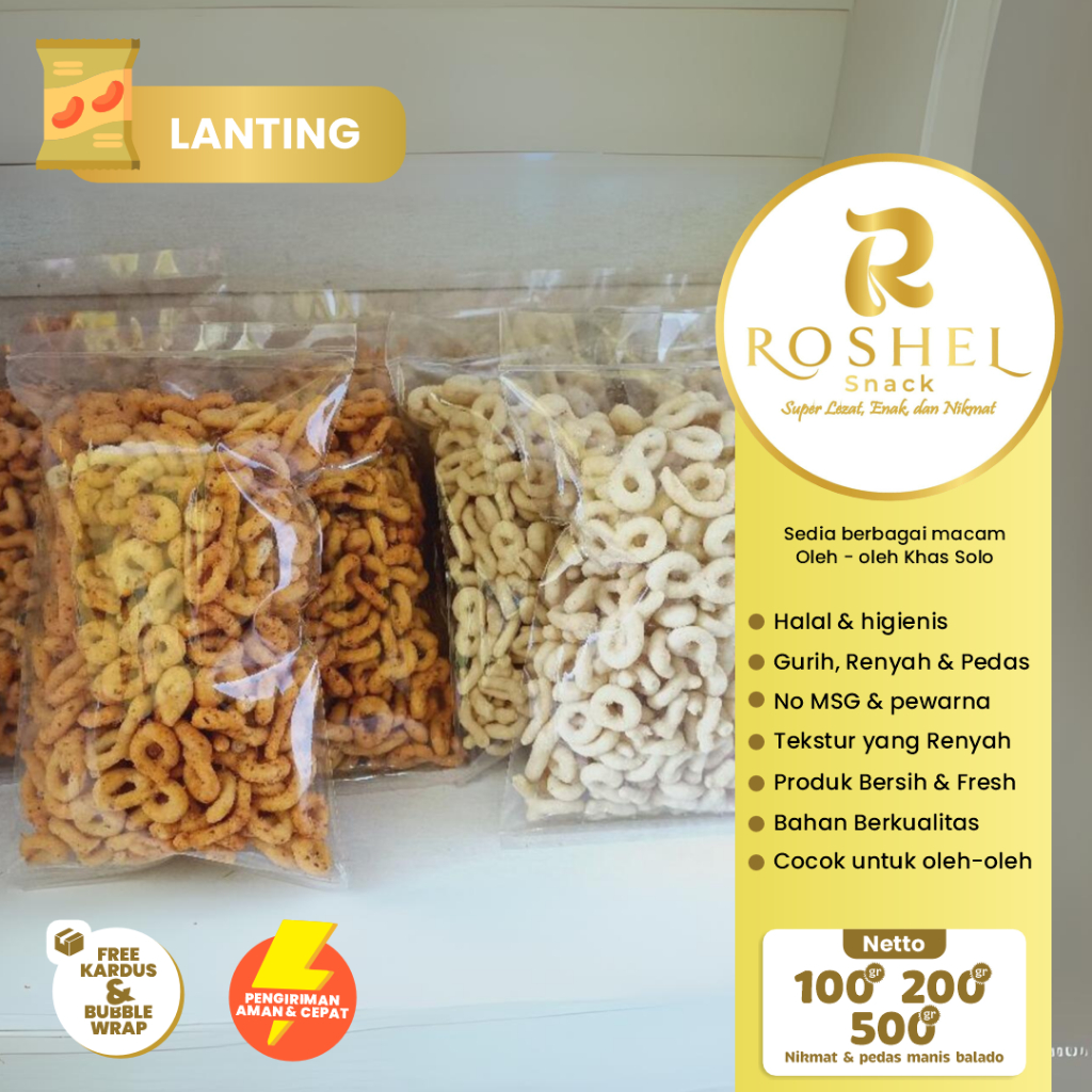 Jual Lanting Rasa Gurih & Balado Snack Cemilan Siap Makan Kemasan 100gr ...