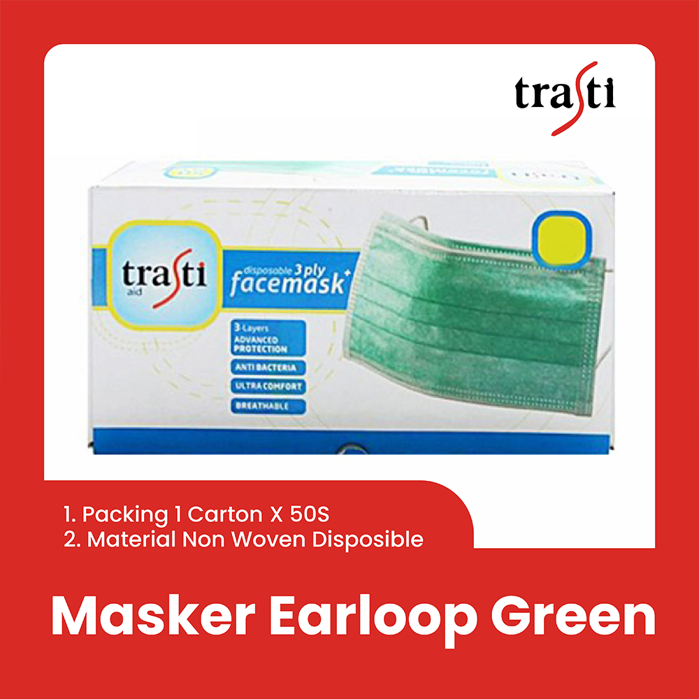 Jual Trasti Masker Earloop Green | Shopee Indonesia