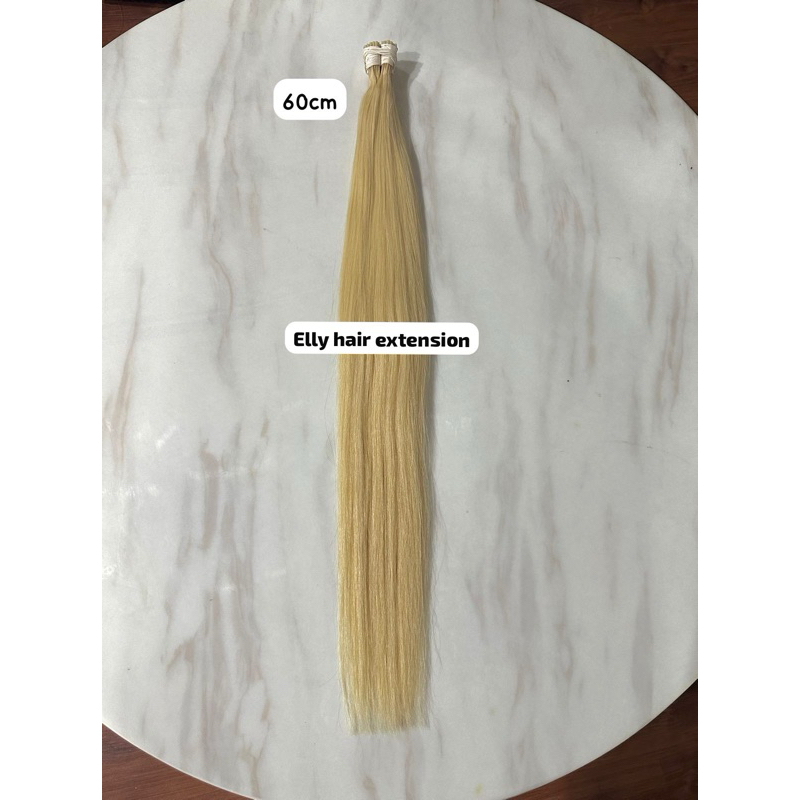 Jual hair extension rambut asli manusia BLONDE size 60cm | Shopee Indonesia