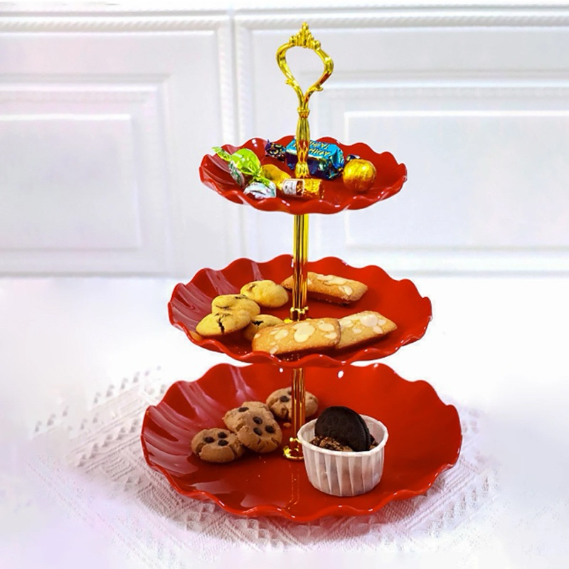 Jual Rak kue susun 3 tingkat round bulat detachable plate cake stand ...