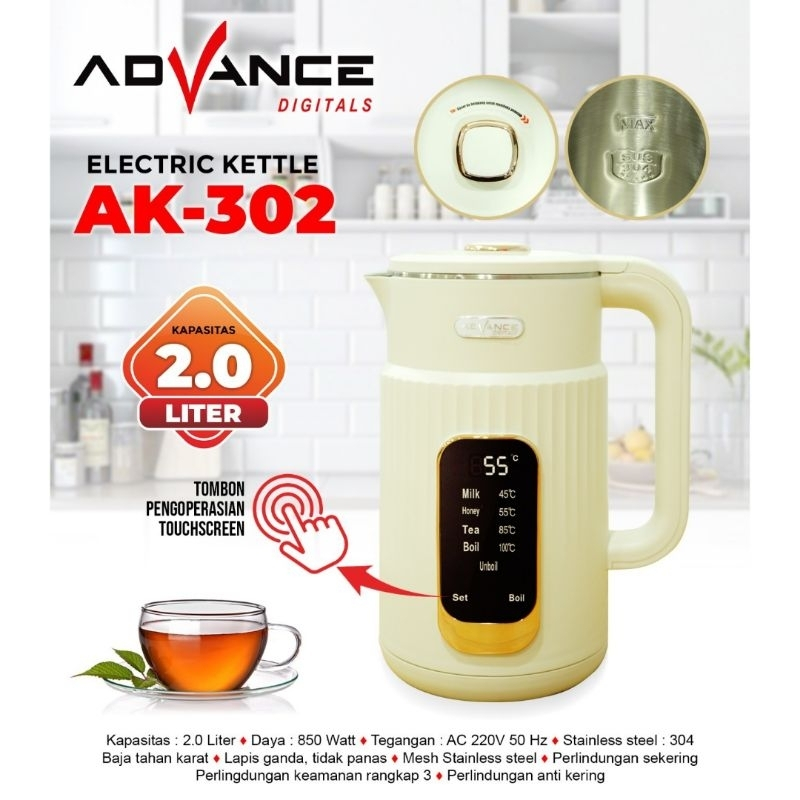 Jual Advance AK-302 Teko Listrik Kapasitas 2 L Electric Kettle ...