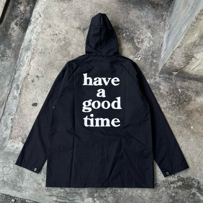 Jual HAVE A GOOD TIME - LOGO RAIN JACKET BLACK | Shopee Indonesia