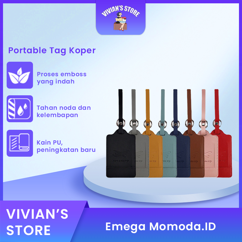 Jual Luggage Tag Bag, Label koper tas Portable PU Kulit Bagasi Tag ...
