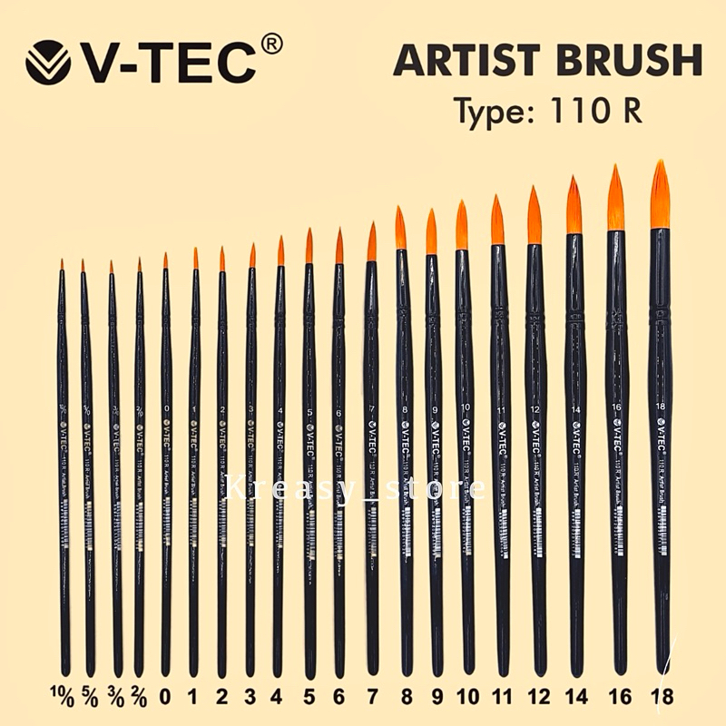 Jual Kuas Lukis Lancip V-TEC Type 110R - Pointed Brush - Painting ...