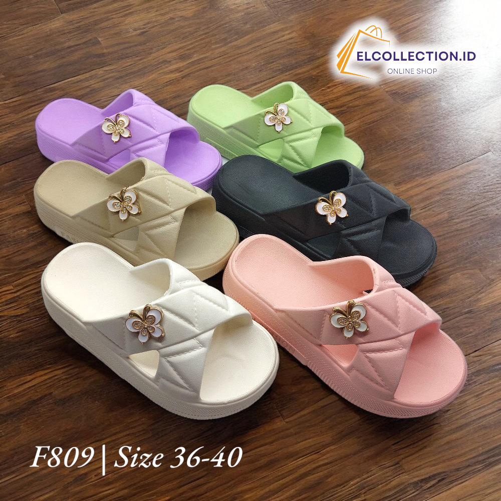 Jual F809 | Sandal Wedges Wanita Model Silang Bonus Jibitz Kupu kupu ...