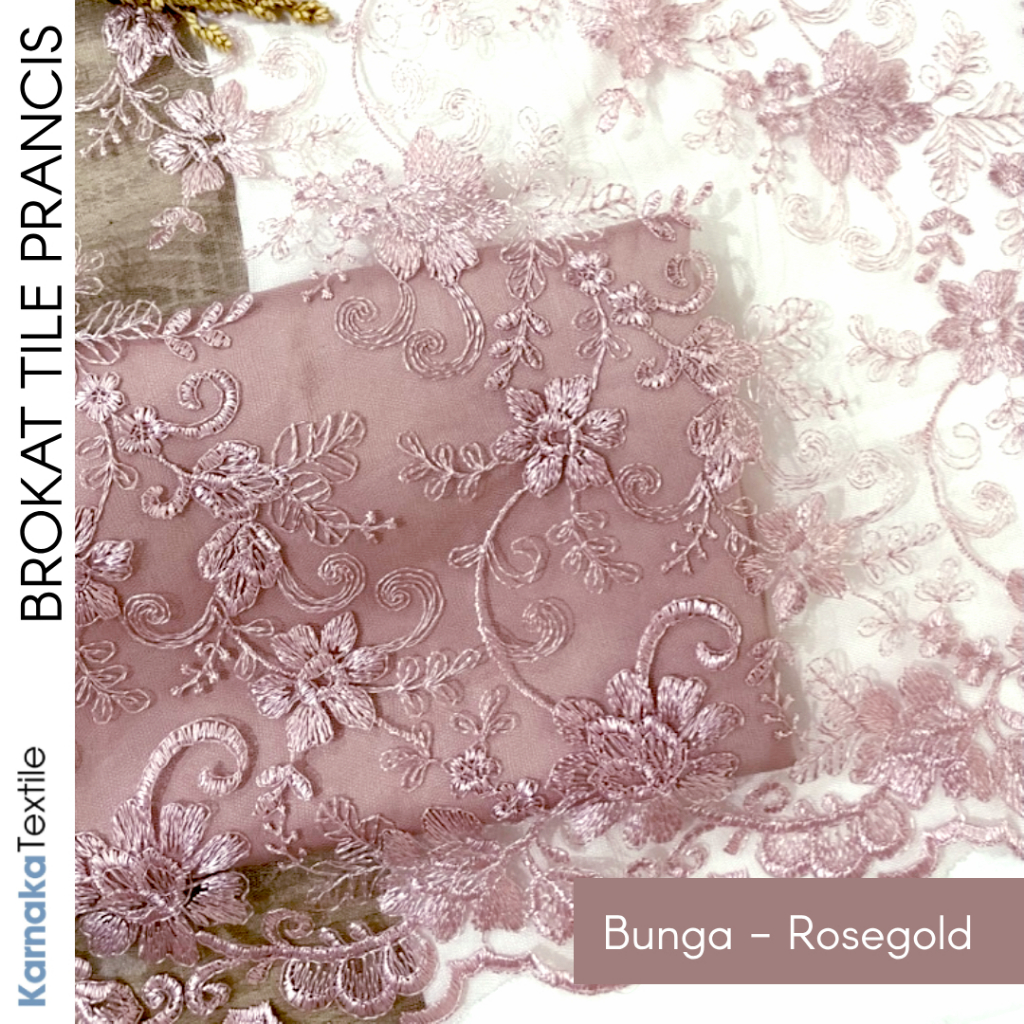 Jual ½ meter Kain Brokat Brukat Tile Prancis Bahan Kebaya Motif Bunga ...