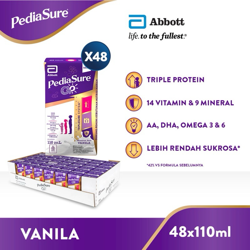 Jual PediaSure Go Vanila (1-10th) - Nutrisi UHT - 48x110ml | Shopee ...