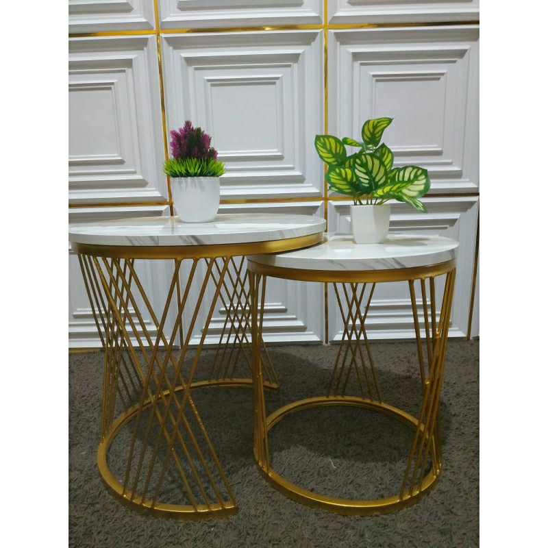 Jual Meja Tamu set Minimalis Meja bulat Besi Gold set Aula serbaguna ...