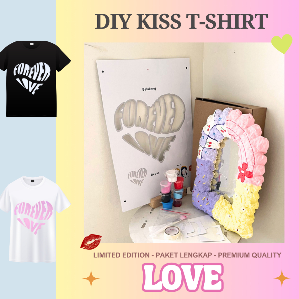 Jual Kiss Tshirt Love DIY Kit Inisial Nama | Kaos Kiss | Tshirt Kiss | T Shirt Kiss DIY | Baju ...