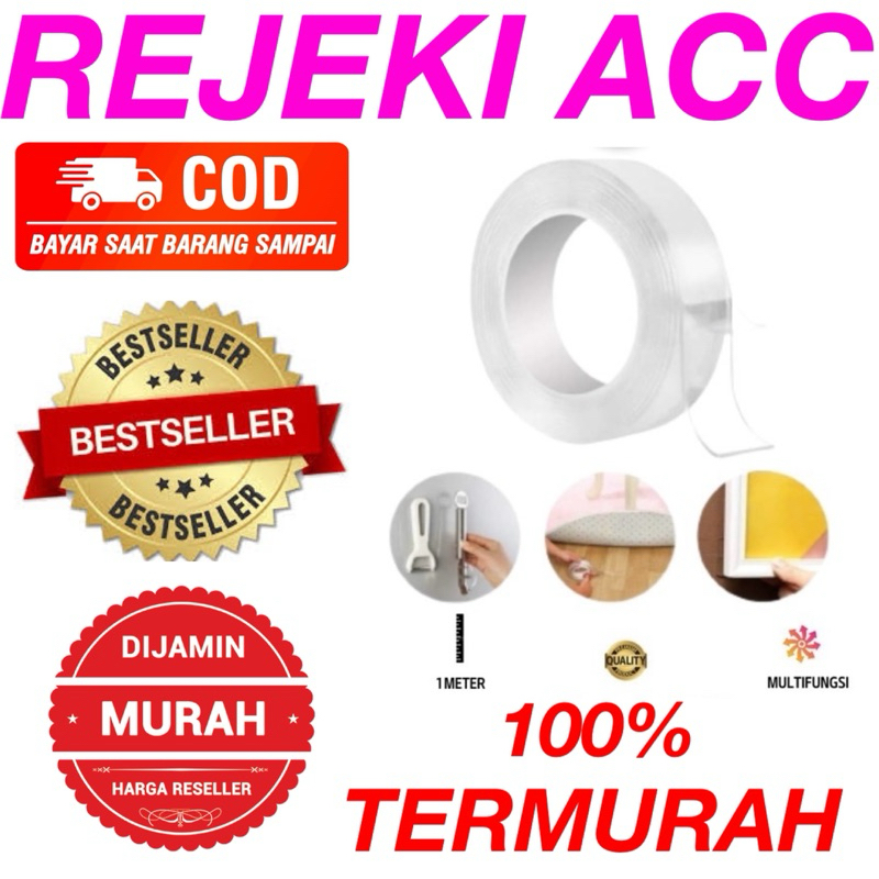 Jual Double tape Nano Magic 1M solasi Bening 1 meter 3M solatip selotip ...