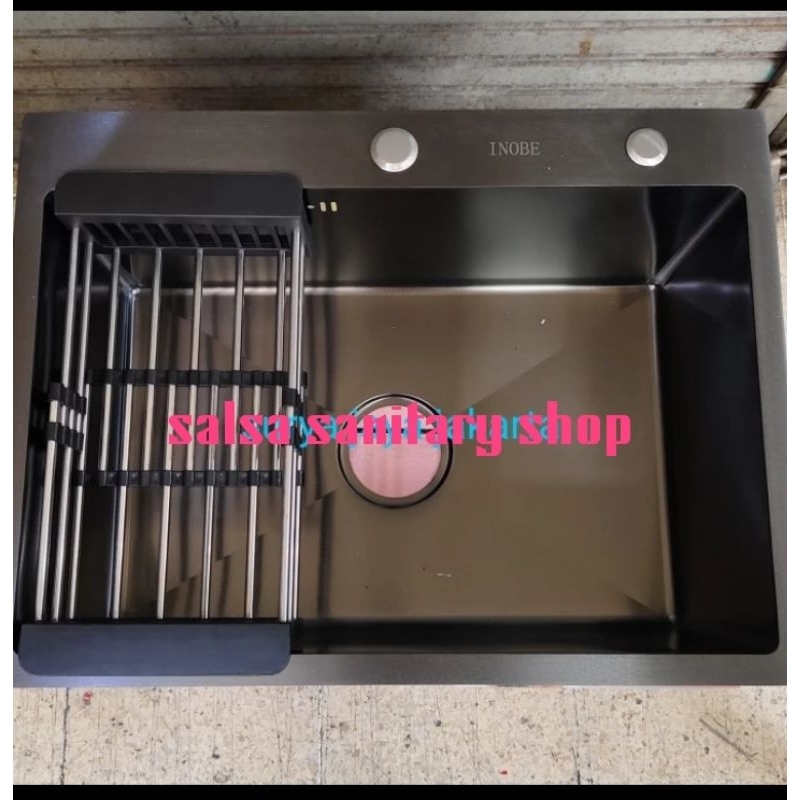 Jual kitchen sink 1 lobang INOBE 6045 Black///kitchen sink saja(tirisan ...