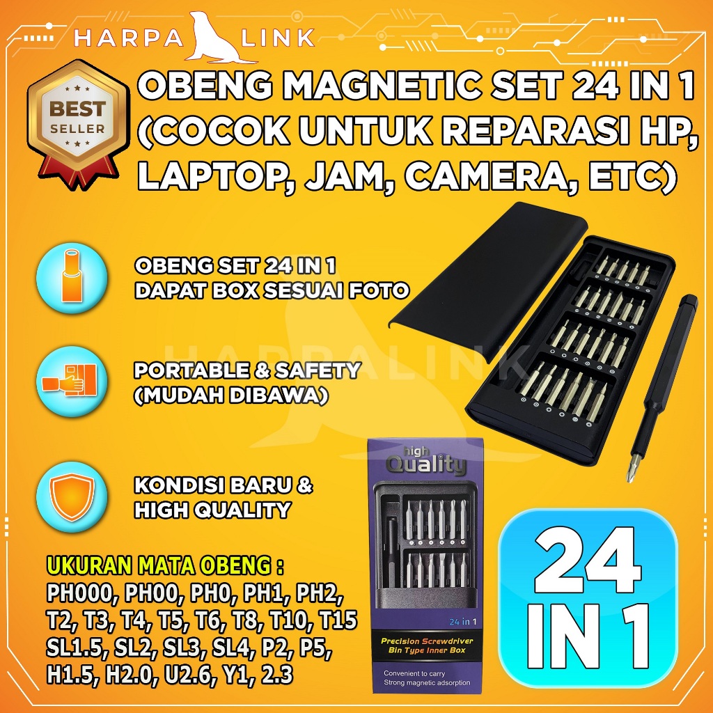 Jual Obeng Set 24in1 + Box Obeng Kecil Obeng Set 24 Magnetic Premium Obeng Magnet Multifungsi ...