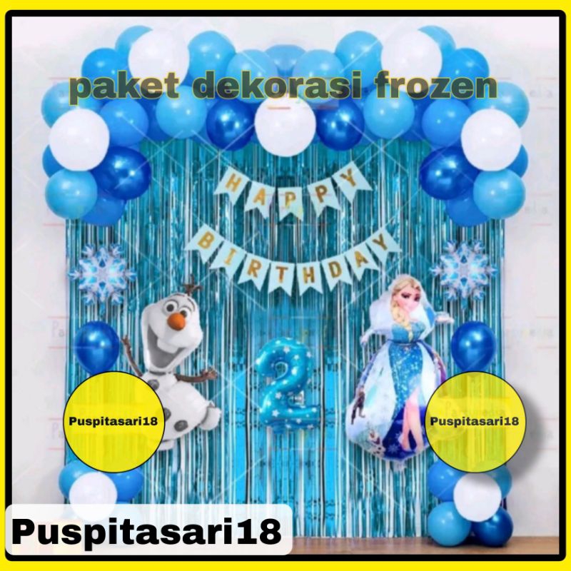 Jual paket dekorasi ultah balon ulang tahun frozen thema biru | Shopee ...