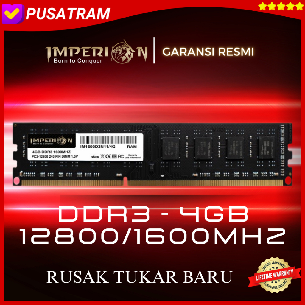 Jual RAM IMPERION DDR3 4GB 1600 MHz PC12800 RAM PC LONGDIMM GARANSI RESMI | Shopee Indonesia