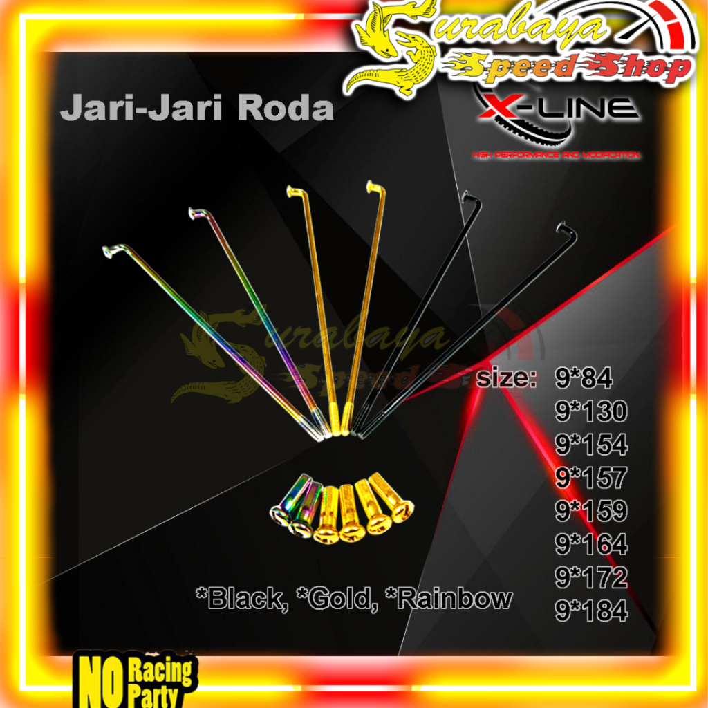 Jual X Line Ruji Spoke Jari Jari Nipple Jeruji Sepeda Satu Set Black ...
