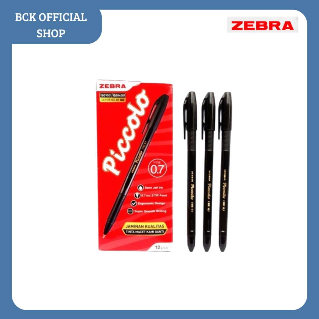 Jual Ball Pen Zebra Piccolo 0.7 mm - Black (PCS) | Shopee Indonesia