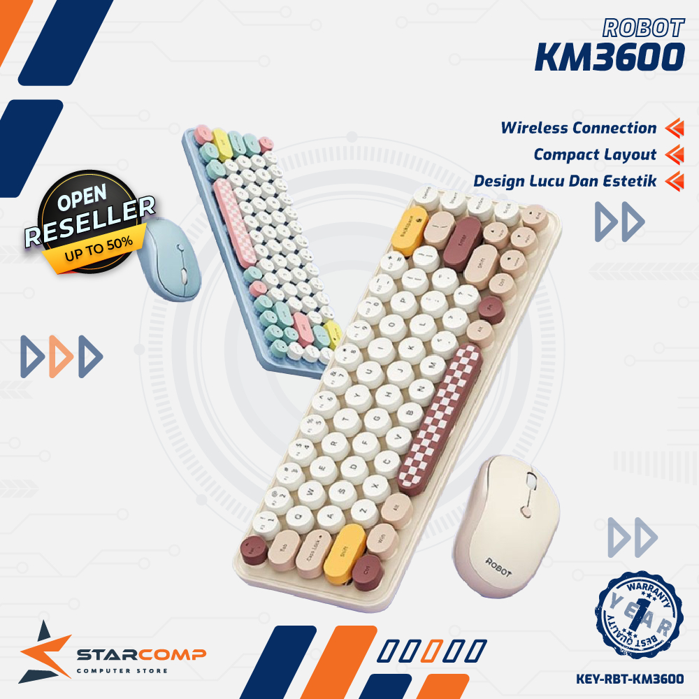 Jual Robot KM3600 Keyboard Mouse Wireless Combo Set 2.4G Stylish Mini ...