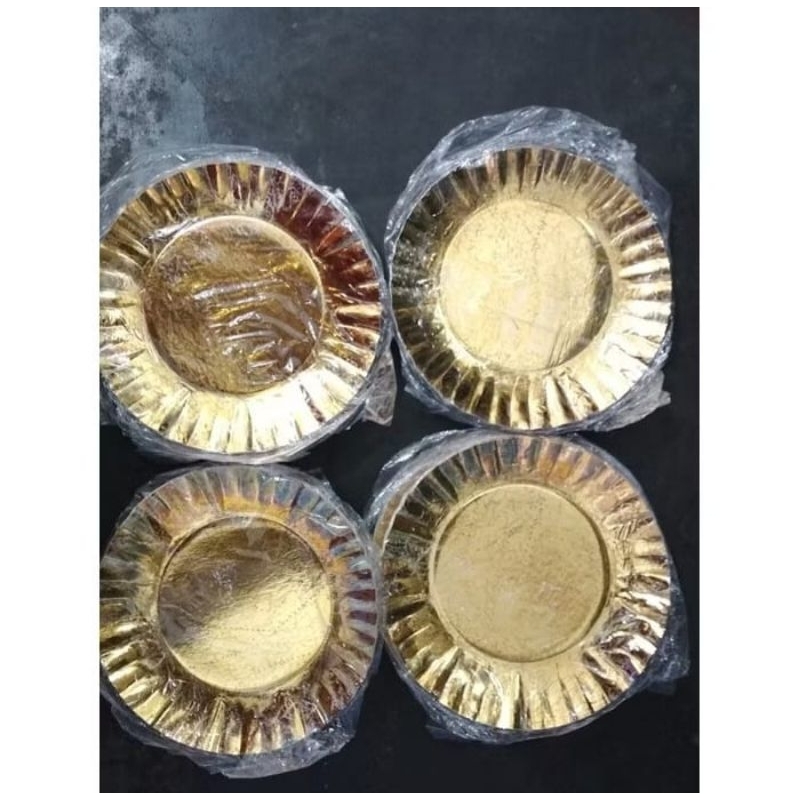 Jual Piring Kue Tart mas Isi 10 Pcs / Paper Plate Emas Gold | Shopee Indonesia