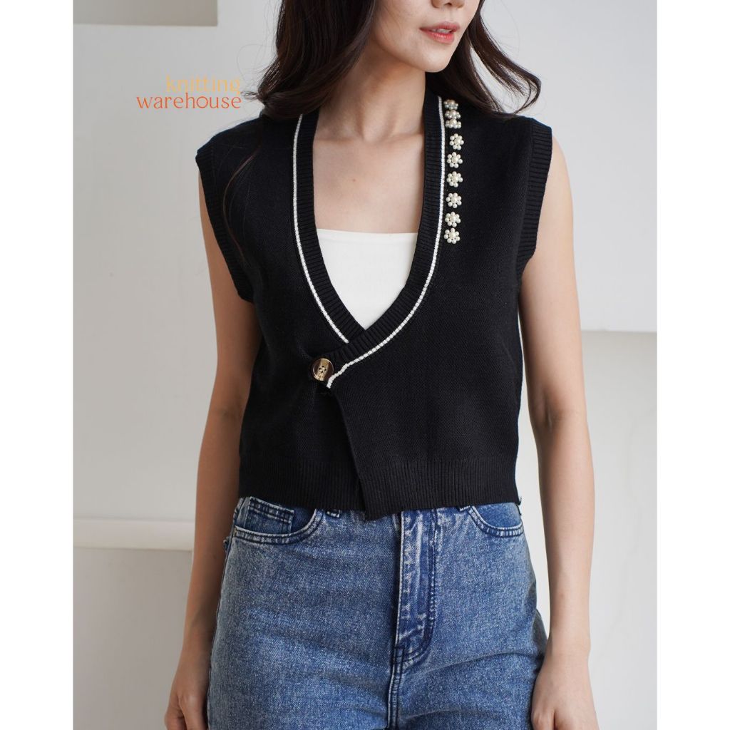 Jual Ophelia Top Vest Knit - Atasan Baju Rompi Wanita Rajut - TM | Shopee Indonesia