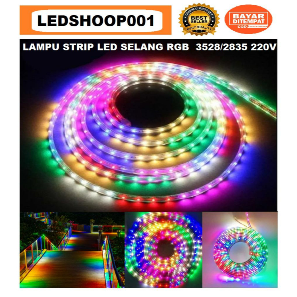Jual LAMPU STRIP LED SELANG RGB DAN MERAH PUTIH 3528/2835 FREE SOKET ...