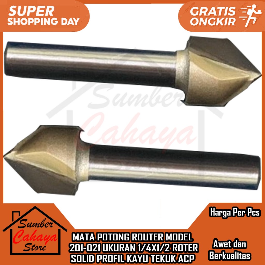 Jual Mata Potong Router 201-021 Ukuran 1/4x1/2 Roter Solid Profil Kayu Tekuk Acp Derajat 1/4 X 1 ...