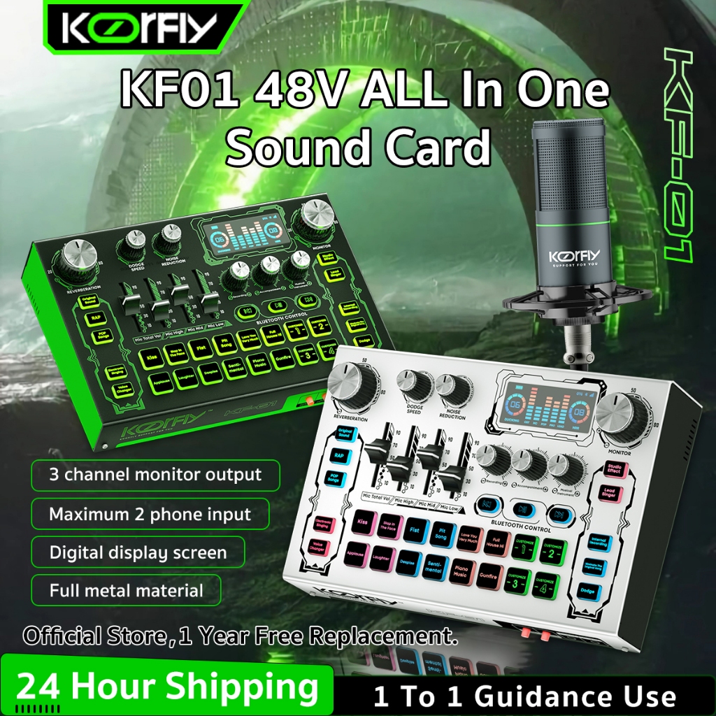 Jual KOORFLY KF01 Professional Live SoundCard Live Mixer | 48V ...