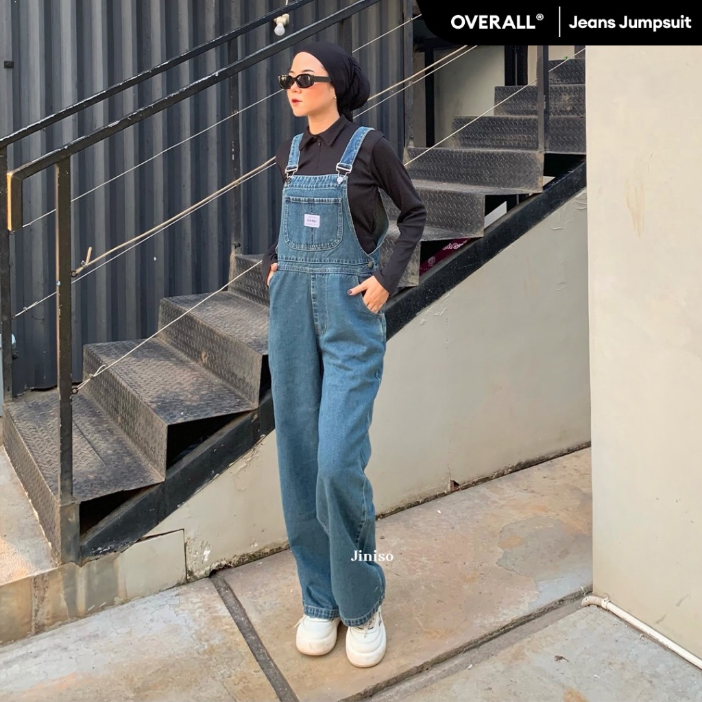 Jual JINISO OVERALL 603 Jumpsuit Celana Jeans Panjang | Shopee Indonesia