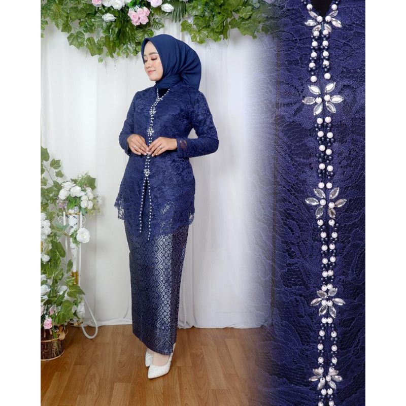 Jual Setelan Kebaya Brokat Encim Payet Rok Songket /Kebaya Brokat ...