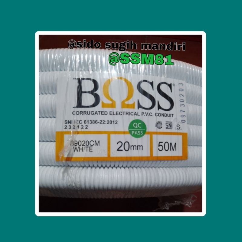 Jual flexibel conduit 20mm warna putih 50m merek boss | Shopee Indonesia