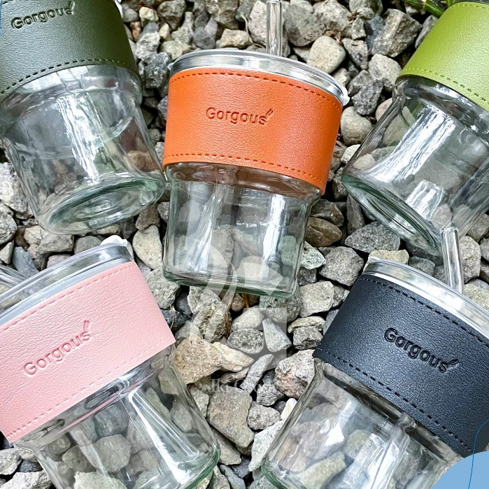 Jual Aesthetic Botol Minum Kaca Gelas Mug Korea Bottle Tumbler 400 ml ...