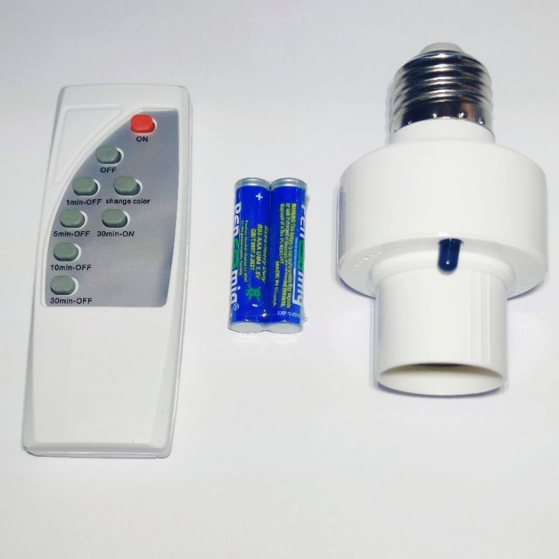 Jual Fitting Lampu Remote Control Wireless E27 220V Socket 1 Set plus ...