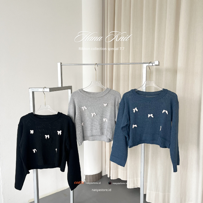 Jual Hana Knit Sweater by Nasya.id | Ribbon Sweater | Sweater Pita Lucu ...