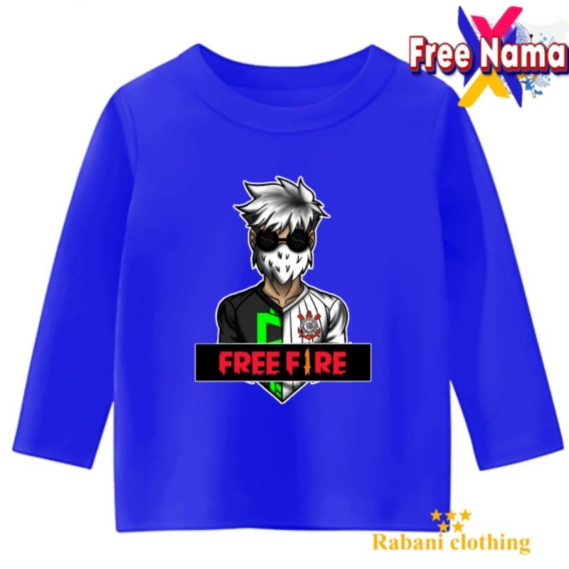 Jual baju free fire kaos anak lengan panjang free nama | Shopee Indonesia