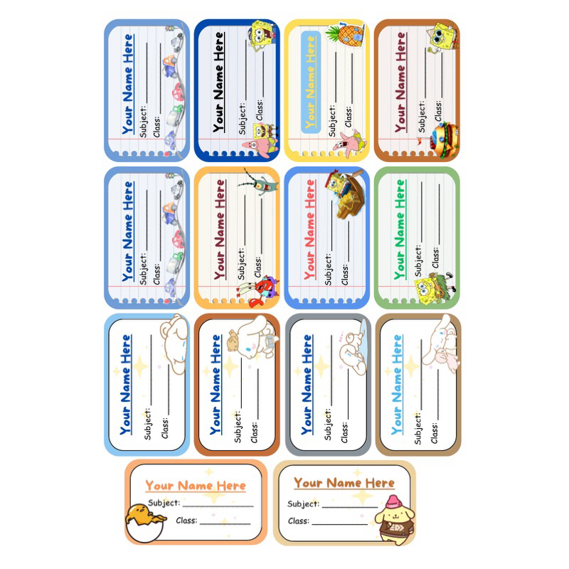 Jual (isi 14 pcs) uk kecil sticker label buku sekolah pelajaran anak ...
