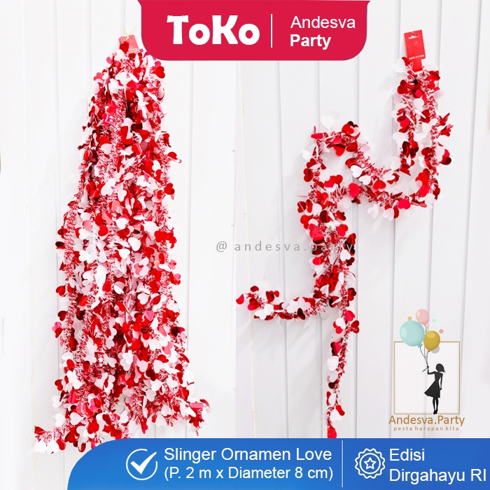 Jual Slinger Merah Putih LOVE / Hiasan Rumbai dekorasi 17 Agustus HUT ...