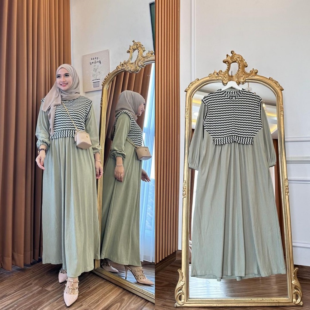 Jual Femes Orina Dress Gamis Muslim Wanita Knitt Maxi Premium Busui ...