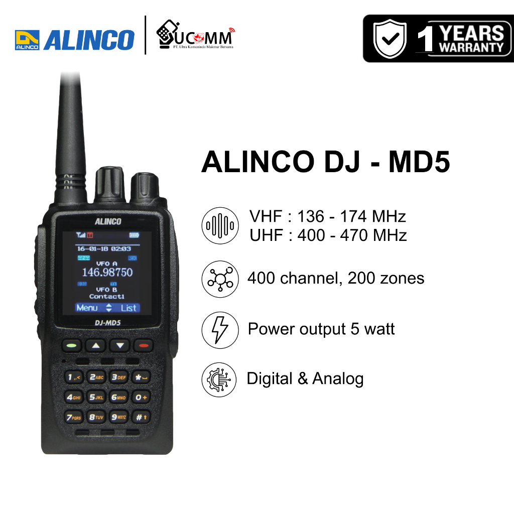 Jual Alinco DJ-MD5 Dual Band VHF UHF HT Digital Analog Original Garansi Resmi 1 Tahun | Shopee ...