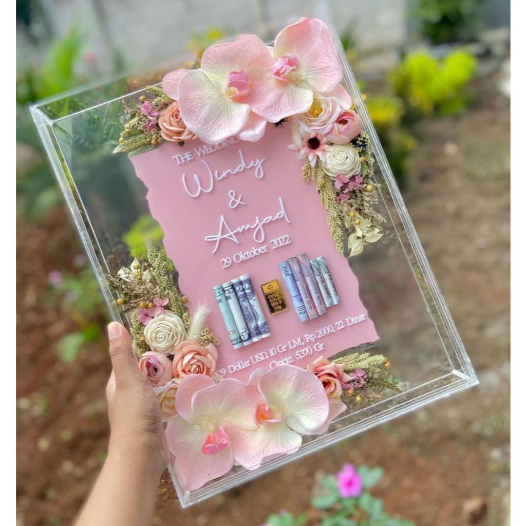 Jual Mahar Fullset Acrylic / Akrilik + Papan Mahar + Bunga (Box Ukuran ...