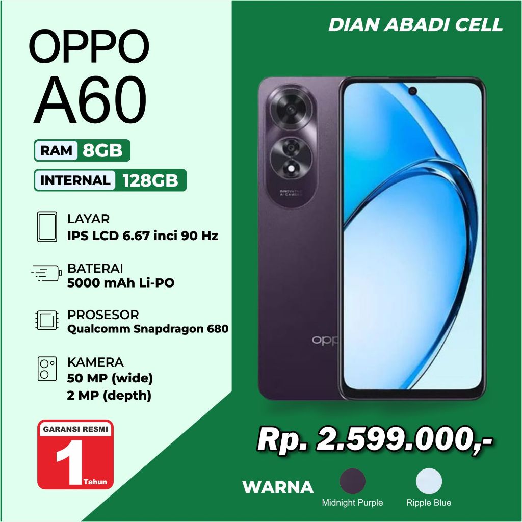 Jual Handphone OPPO A60 Ram 8/128GB | Shopee Indonesia