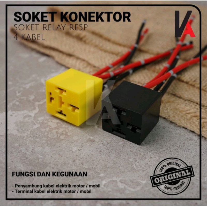 Jual Socket Cable Relay RE5P / Soket Kabel Rumah Relay Kaki 4 Pin Untuk Klakson & Lampu (4 Kabel ...