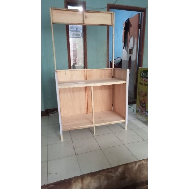 Jual MEJA DAGANG LIPAT/BoTH PORTABLE 2 RAK pOLOS | Shopee Indonesia