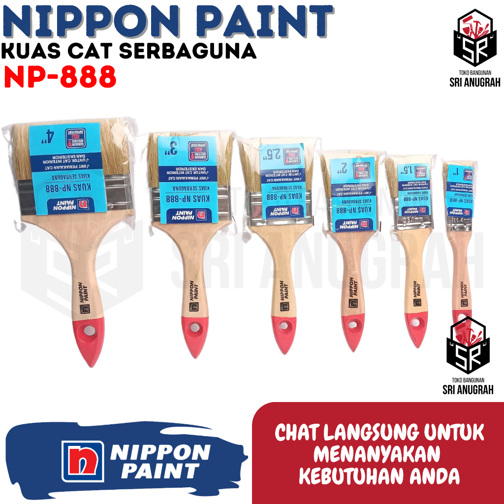 Jual Kuas Cat Serbaguna Nippon Paint NP-888 1"/1.5"/2"/2.5"/3"/4" | Shopee Indonesia