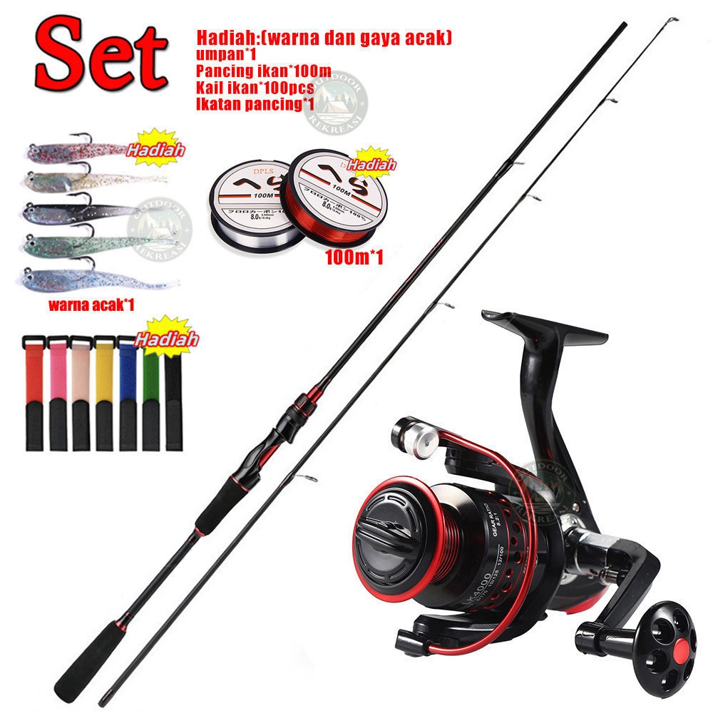 Jual 【#Beli 1 Dapat 5#】Sougayilang joran pancing 1.8m/2.1m 2 bagian pancing reel 2000 3000 4000 ...