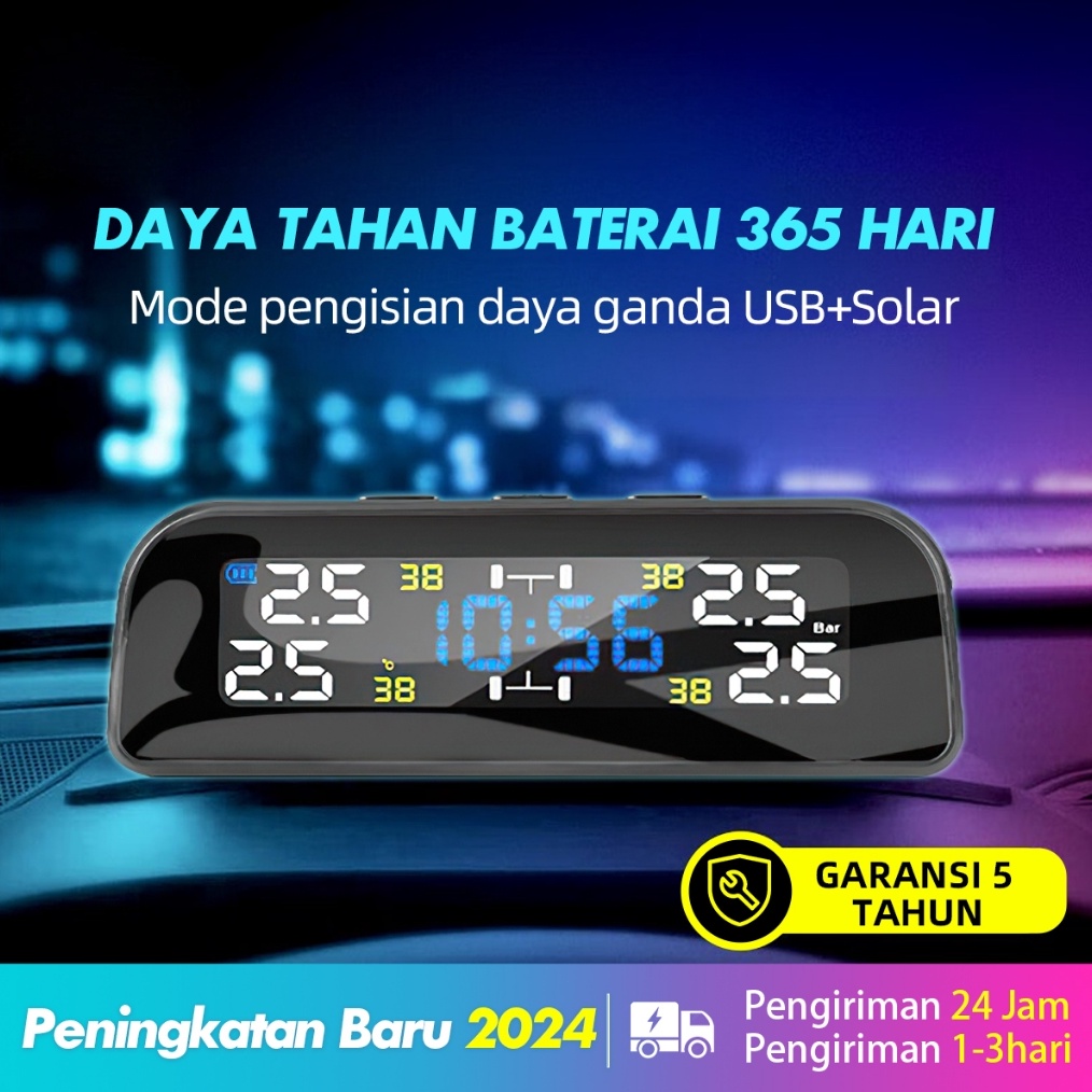 Jual KODE N72B COD TPMS T12 Alarm Pengukur Tekanan Ban Mobil Tire Layar Monitor System LCD Solar ...